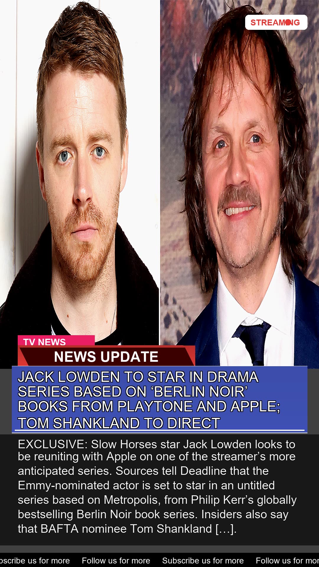 Jack Lowden to Star in Drama Series Based on Berl