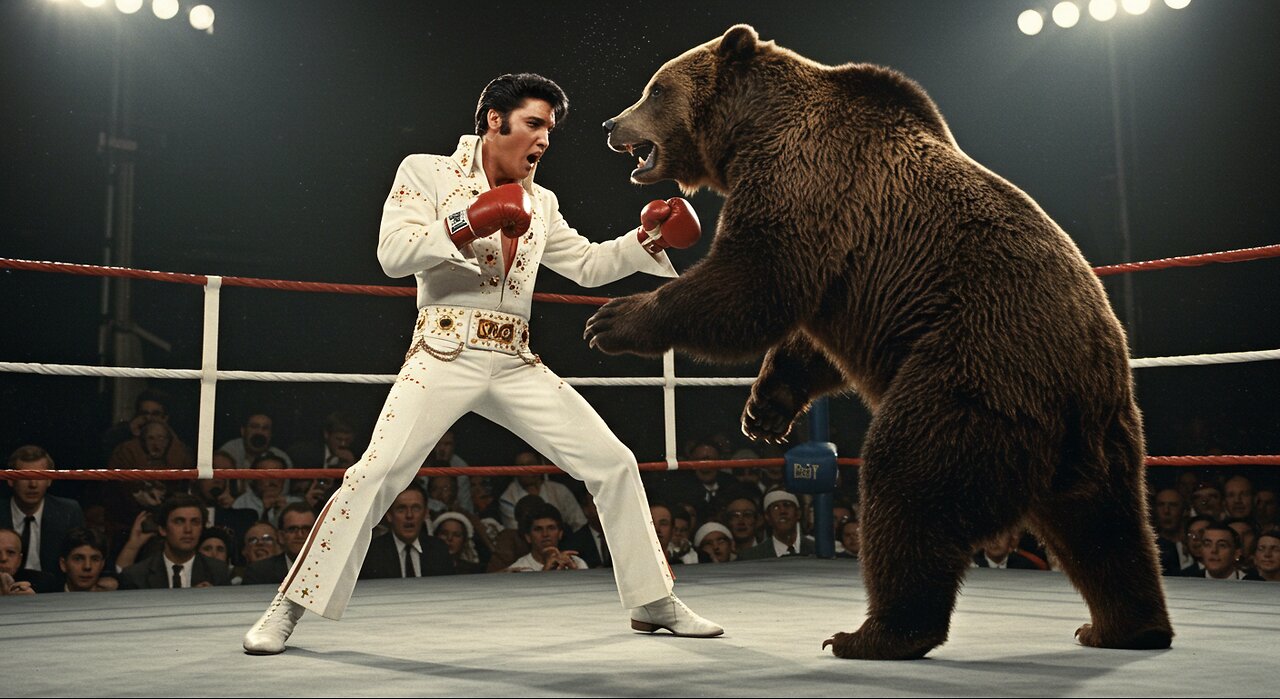 ELVIS PRESLEY FIGHTING A GRIZZLY BEAR