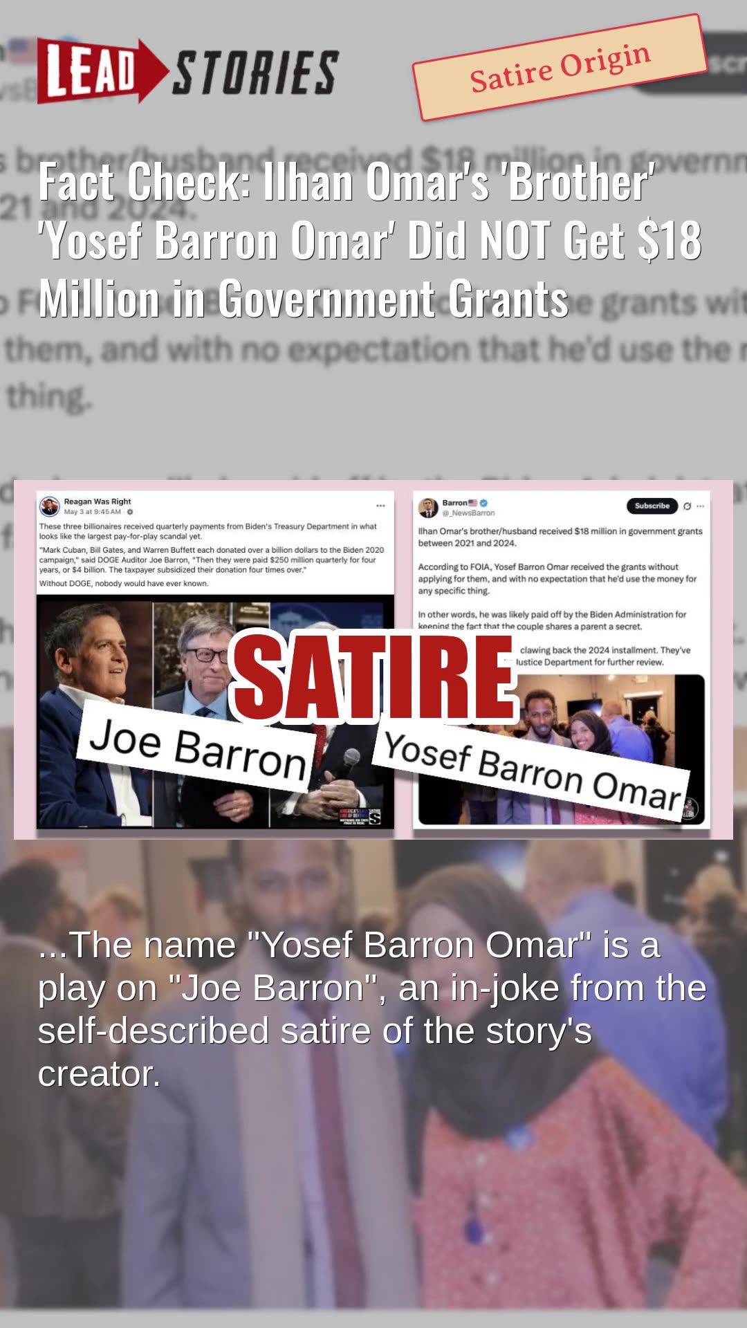 Fact Check: Ilhan Omar's 'Brother' 'Yosef Barron Omar' Did NOT Get $18 ...