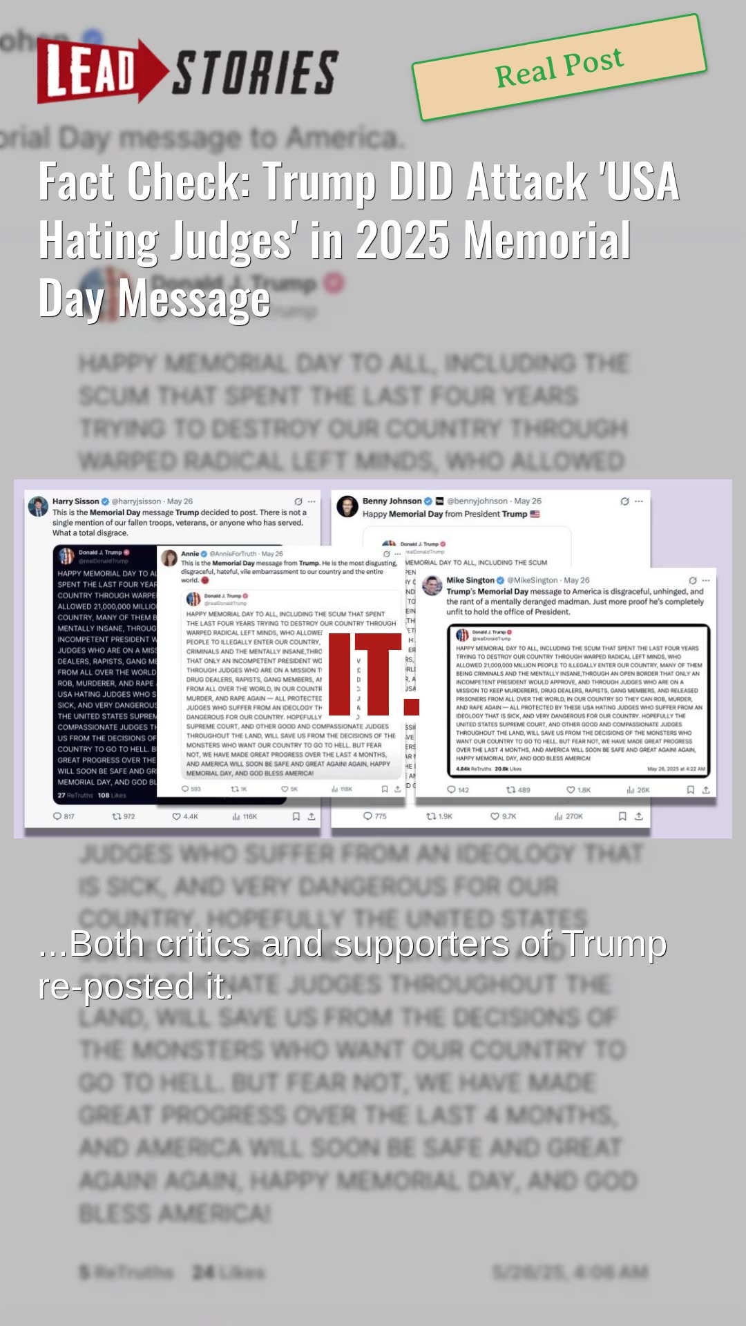 Fact Check: Trump DID Attack 'USA Hating Judges' in 2025 Memorial Day ...