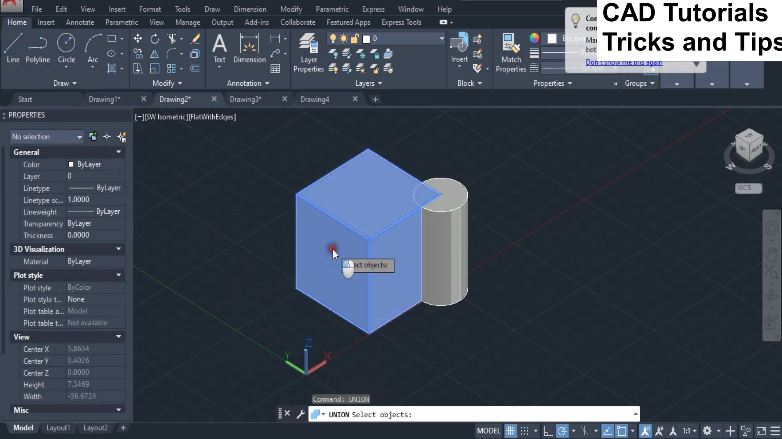 UNION command Autocad|Soild Editing Autocad|Combine Solids