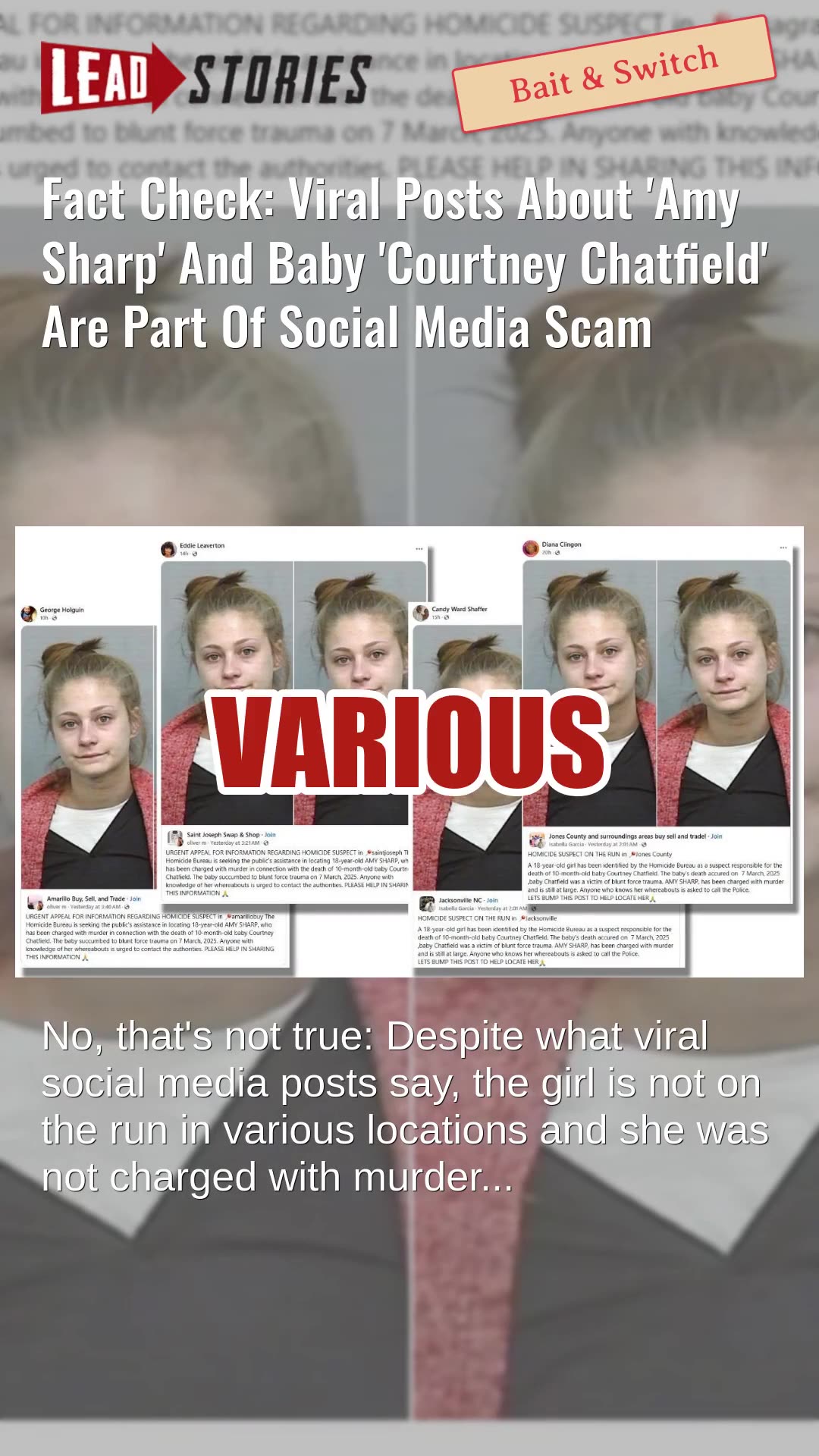 Fact Check: Viral Posts About 'Amy Sharp' And Baby 'Courtney Chatfield ...