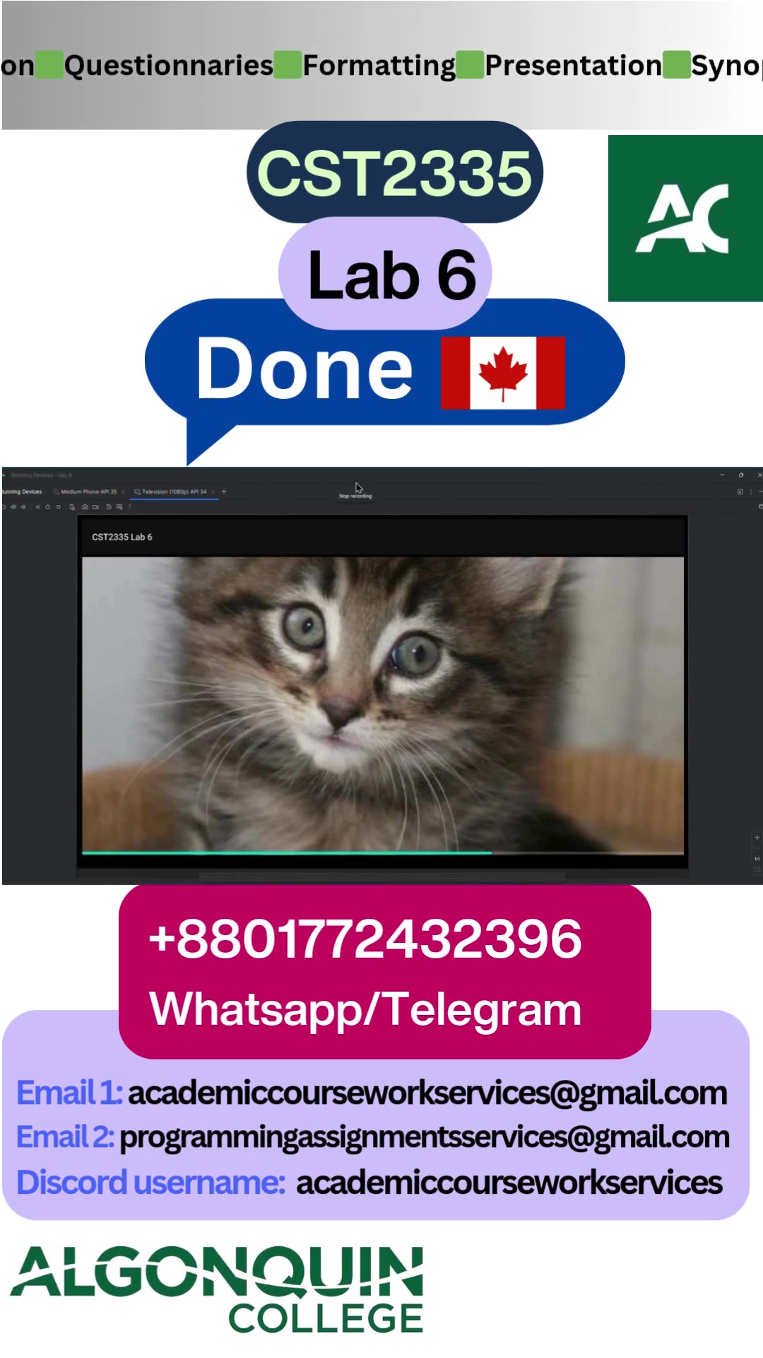 Client Work(Android)| CST2335 – Graphical Interface Programming Lab 6 – WearTV and AsyncTask output