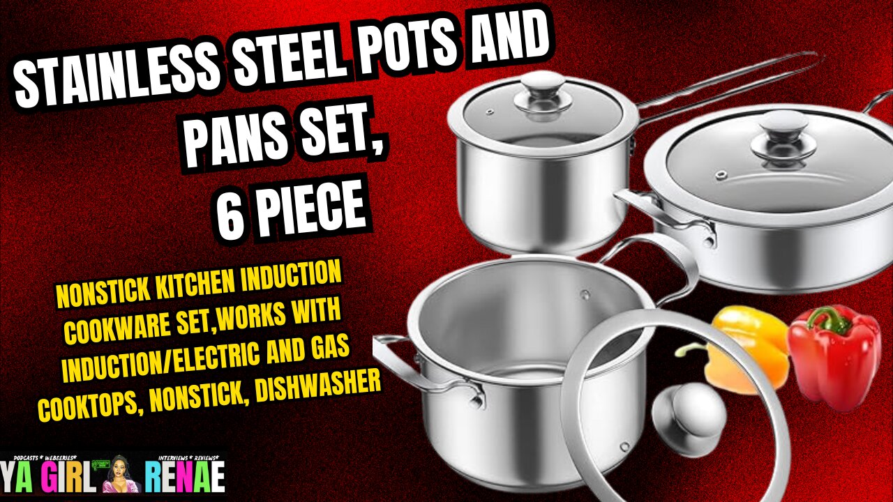 6-Piece Stainless Steel Nonstick Cookware Set - Induction, Gas, and ...