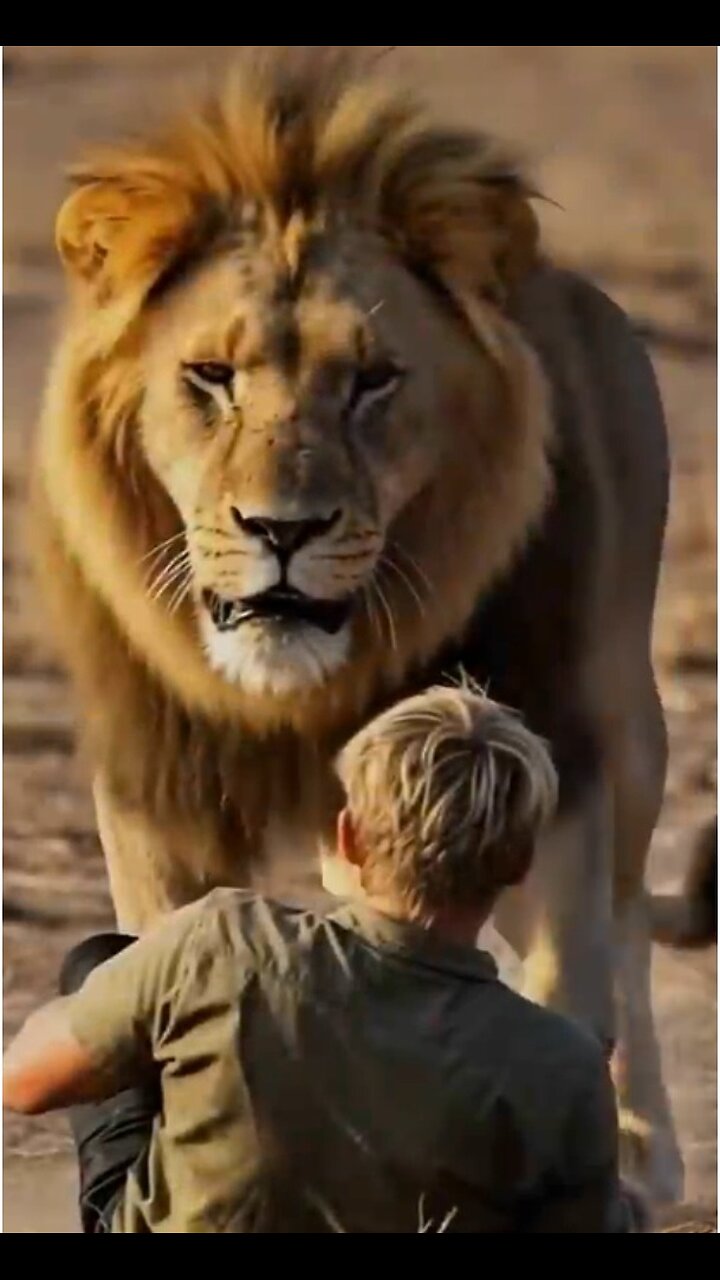 Majestic father lion saves his family!