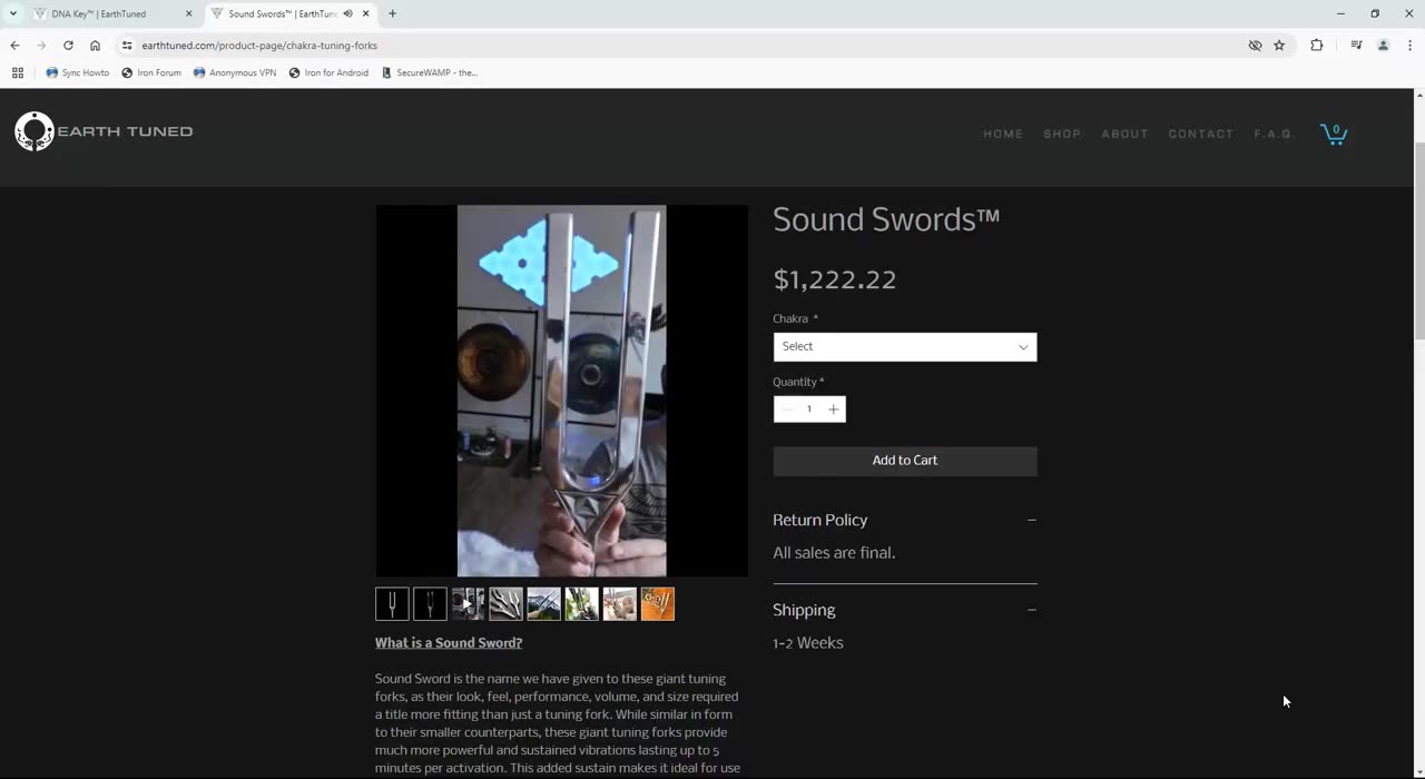 Earth Tuned DNA Key and Sound Swords Tuning Forks Pure Harmonic s