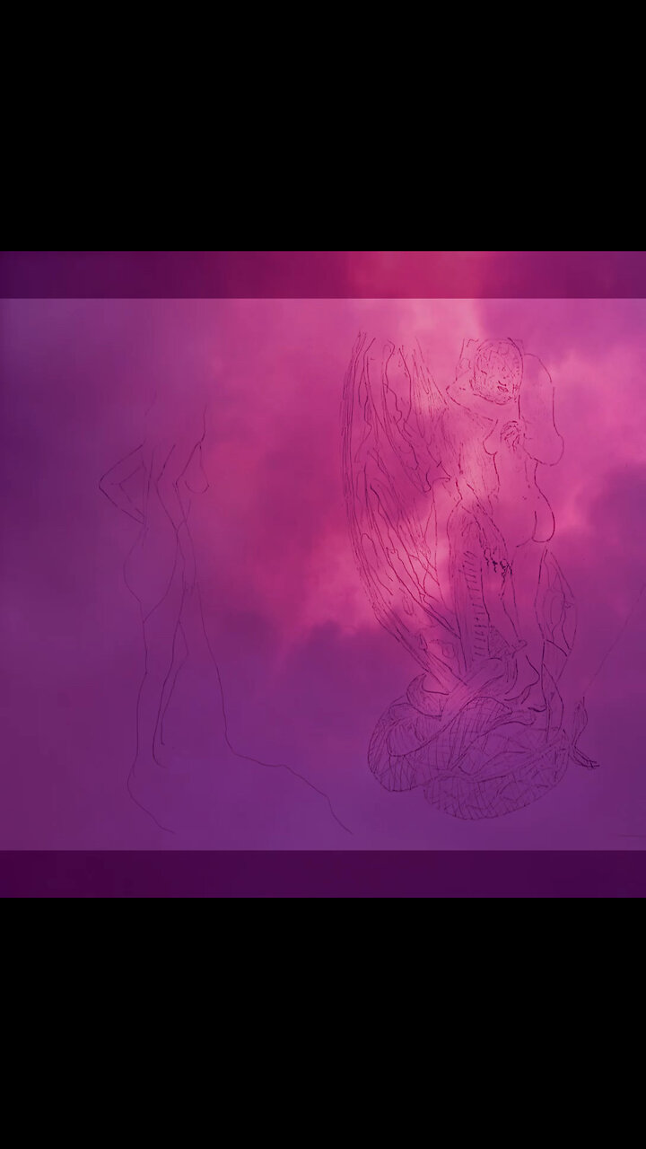 VHS Glitch Video Animated from pencil drawings art