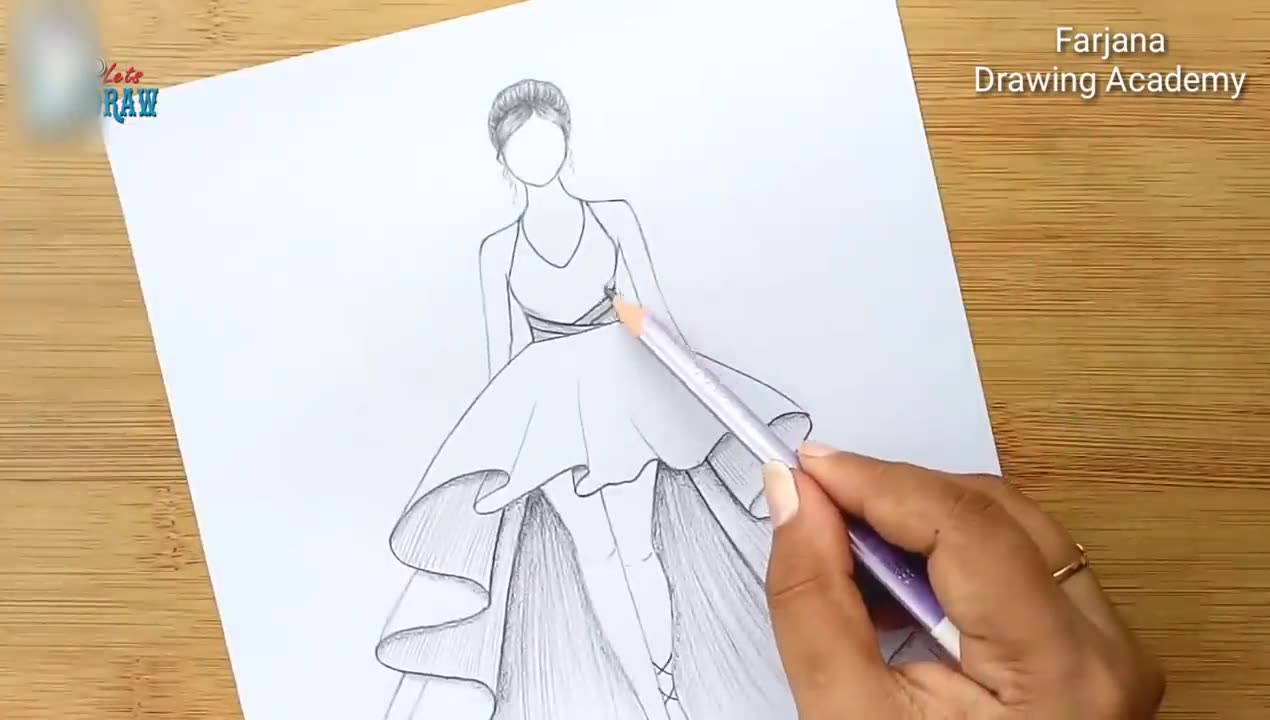 How to draw a girl with beautiful dress for beginners || Drawing ...