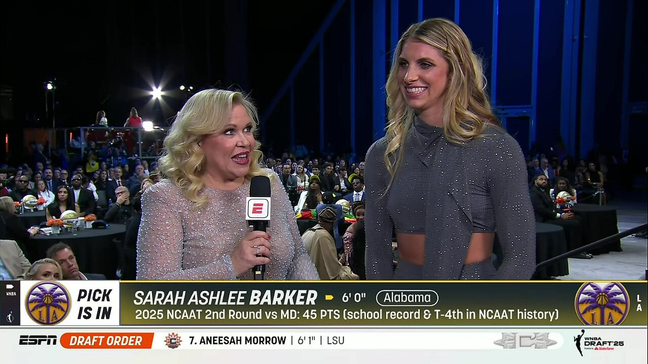 Sarah Ashlee Barker selected #9 at 2025 WNBA Draft, Los Angeles Sparks ...