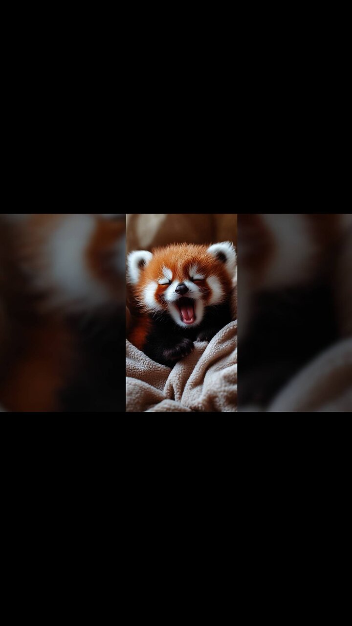 Cute Baby Red Panda Waking Up & Yawning!