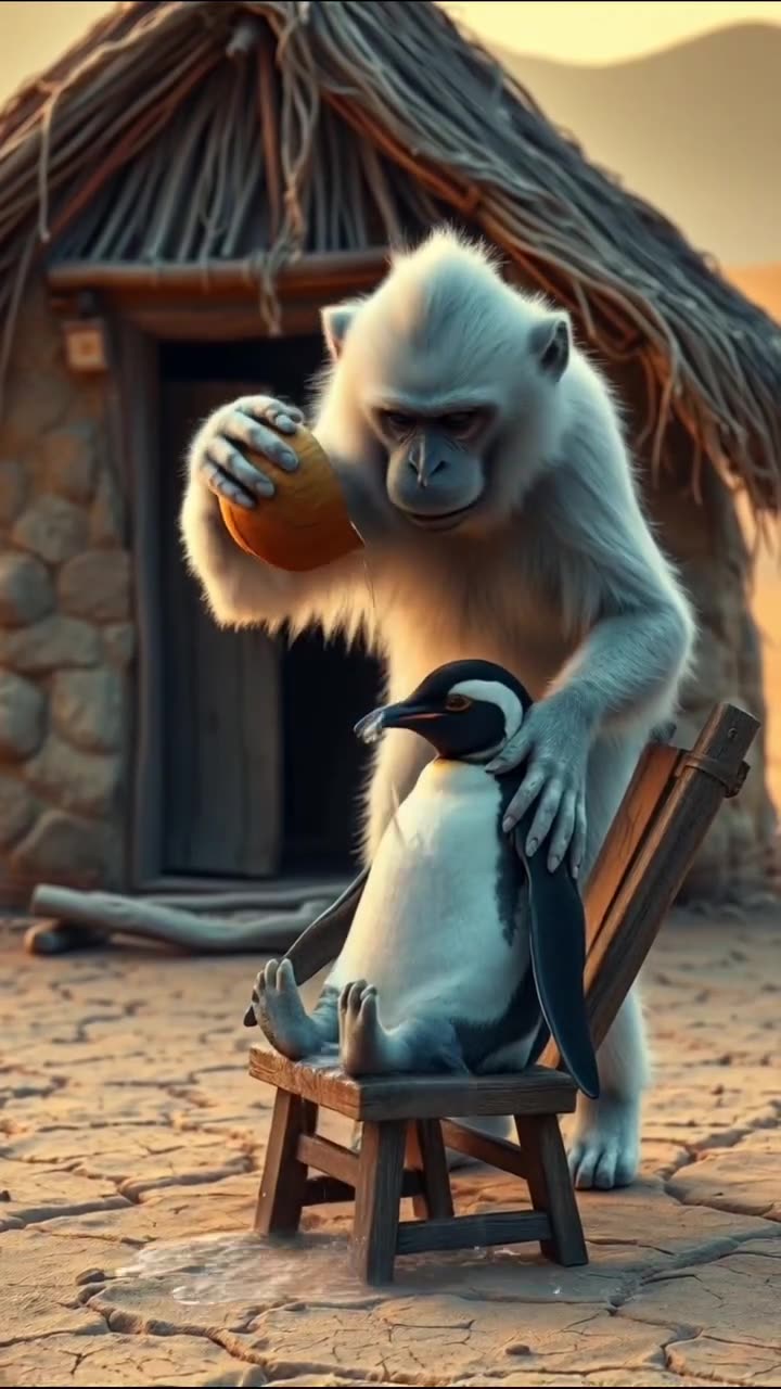 #panguin aur bander ki story