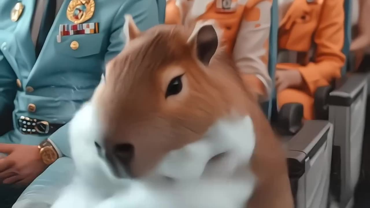Capybara belly rubbing-in the cabin