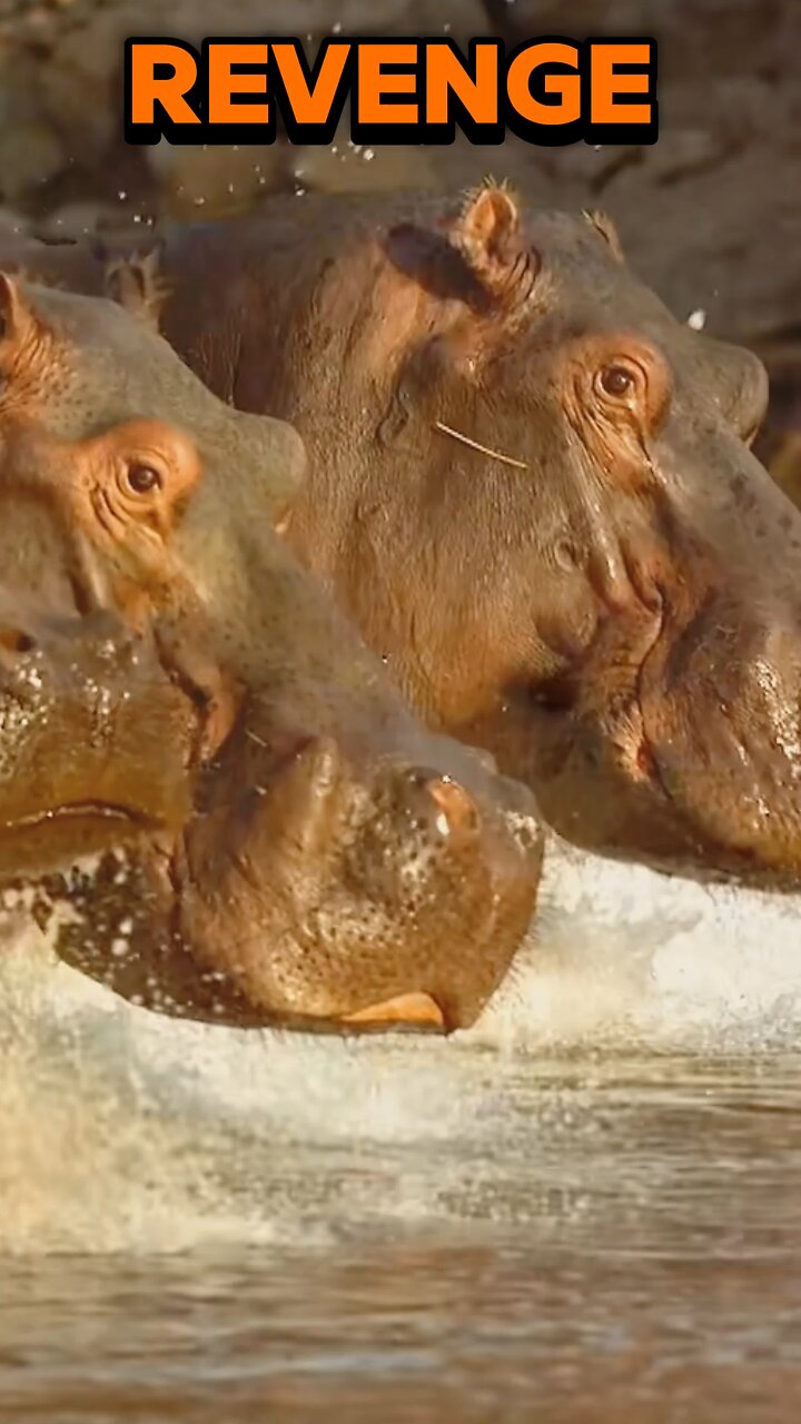 Revenge 😈 Crocodile vs Hippos #wild #wildanimals #crocodiles