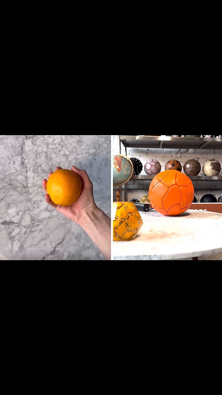 Ball made from panel shapes of peeled orange