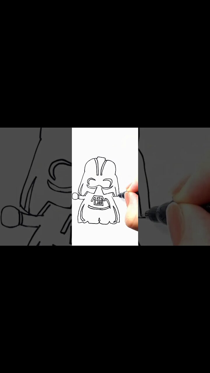 how to draw a cute darth vader