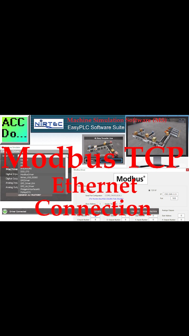 Machine Simulation Software (MS) Modbus TCP Ethernet Connection
