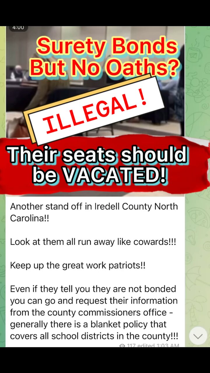 Iredell County, NC Surety bonds, but no oaths? ILLEGAL! Their seats ...