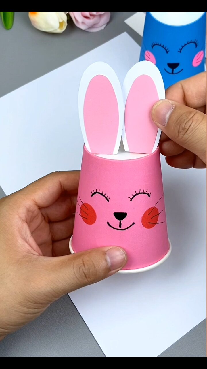 DIY recycle Bunny with disposable Cups | Easy paper crafts for kids