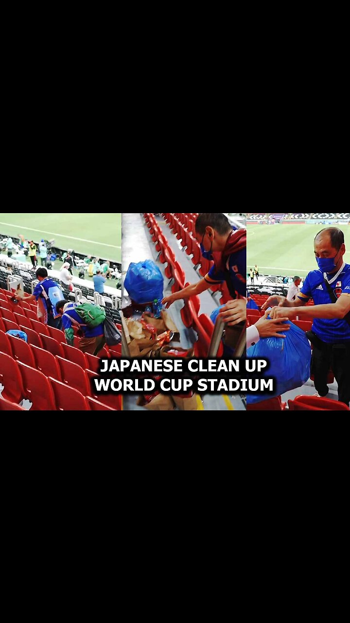 Japanese clean up World Cup Stadium