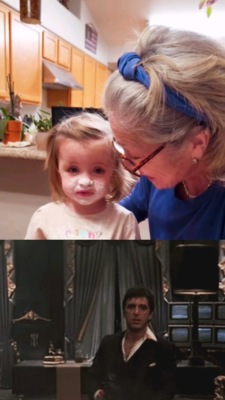 baby scarface making cookies with mom and grandma