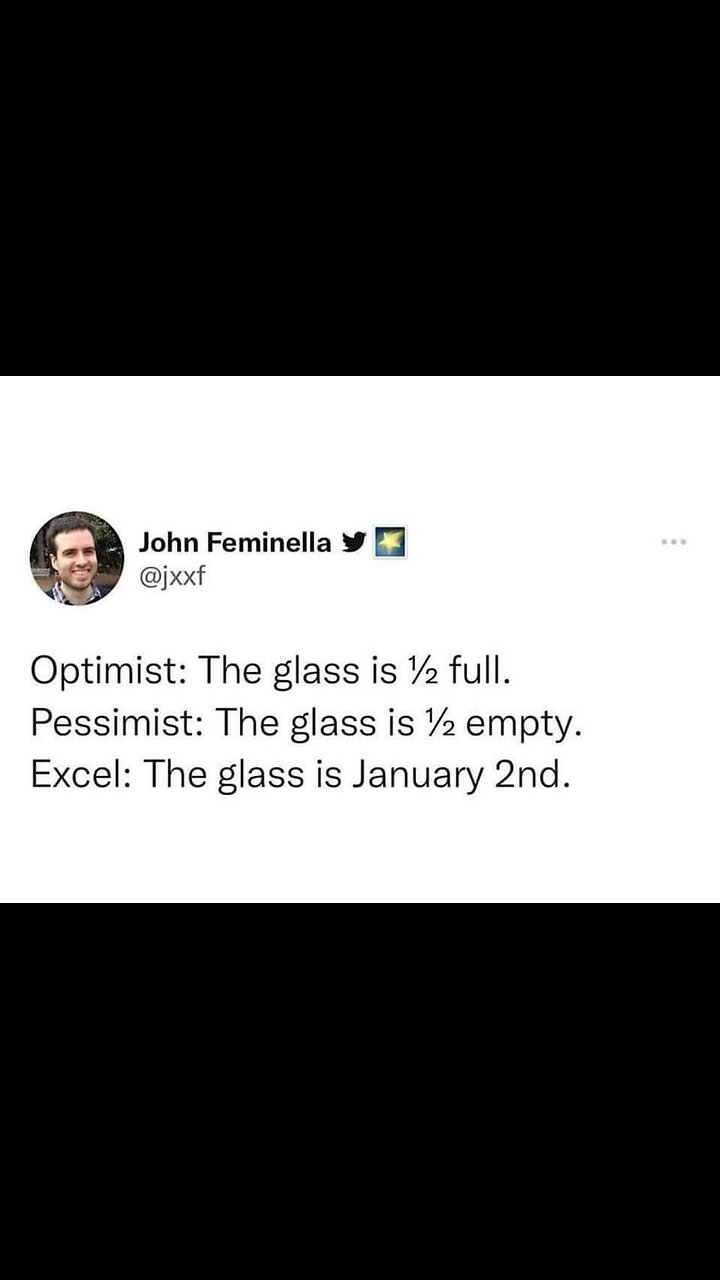Optimist, Pessimist, Excel #silly #funny #memes #Computers #Microsoft # ...
