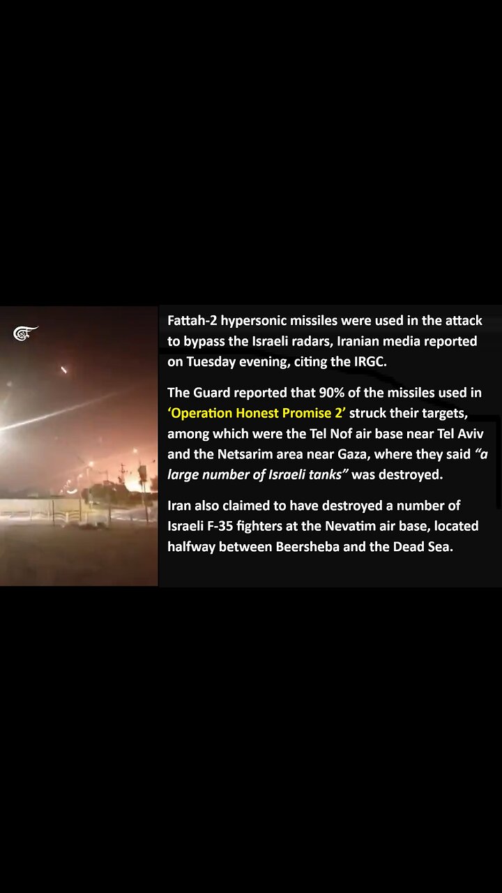 90% of Iranian hypersonic missiles struck their targets in Israel. Tel ...