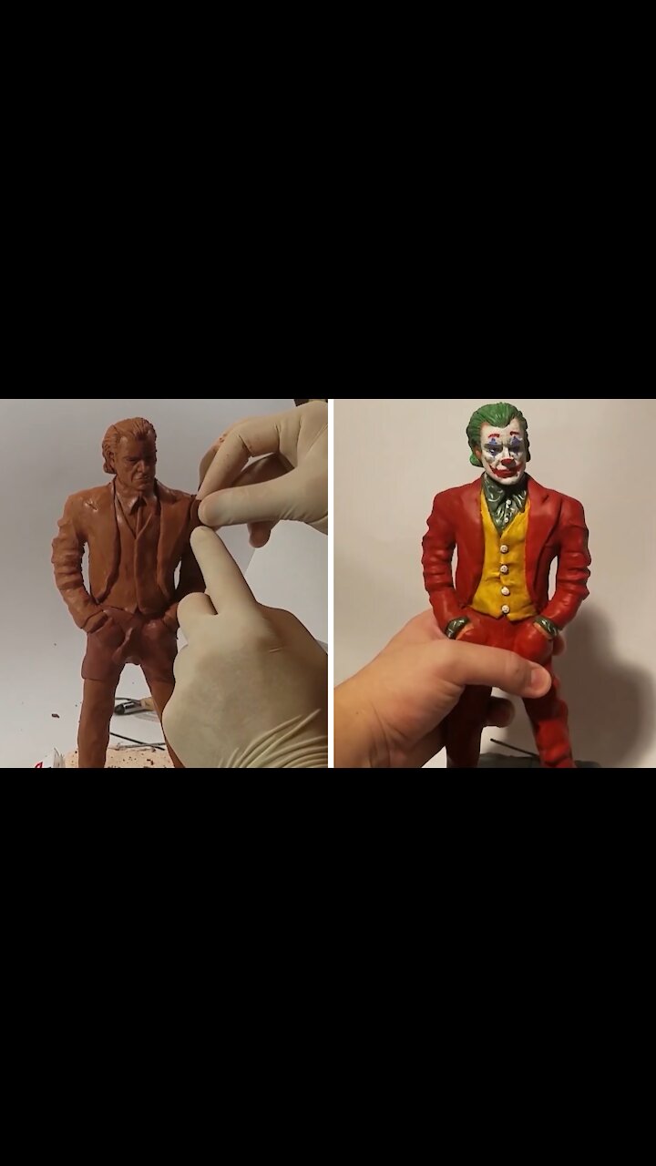Talented artist sculpts figurine of Joker out of clay