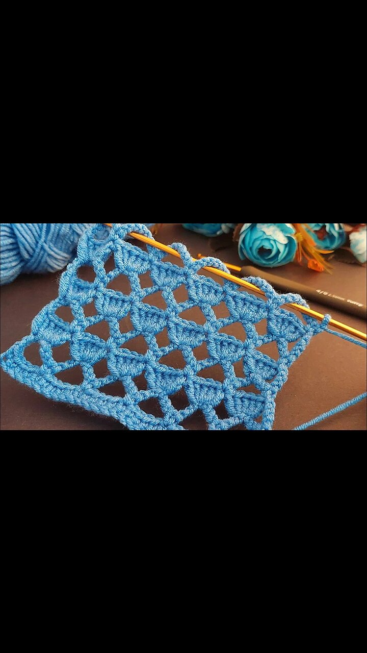 💥How to crochet lace mesh stitch