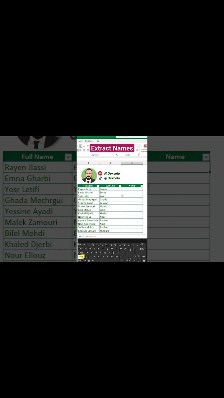 Extract Names In Excel Microsoftexcel Excelsolutions Office Excel Learnexcel Exceldata