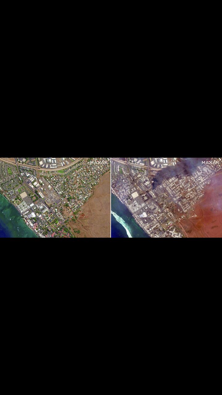 Hawaii fires before/after aerial photos of Lahaina, Maui