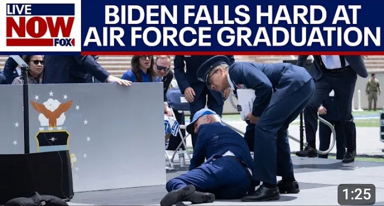 Biden falls hard at air force graduation ceremony