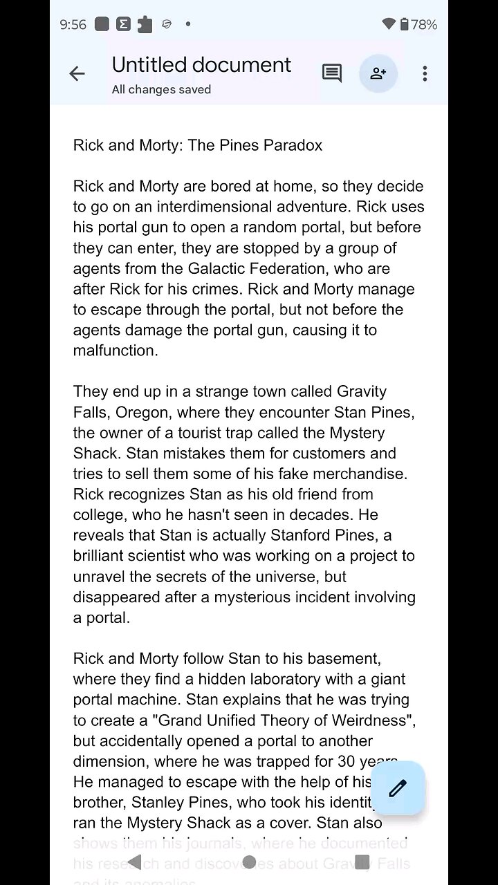 my script I wrote for a Rick and Morty episode Crossover Gravity Falls ...