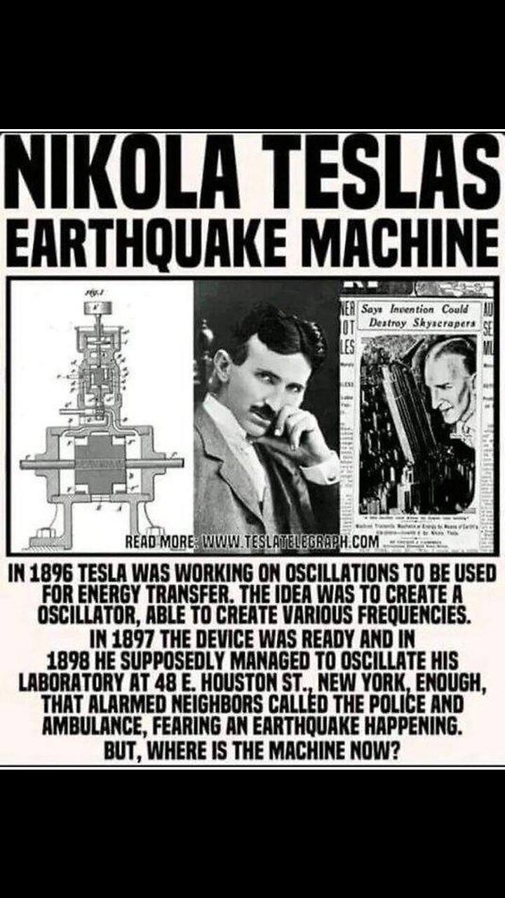 Nikola Tesla & The Earthquake Machine - Today US Secret Weapon?🇺🇸☠️👀