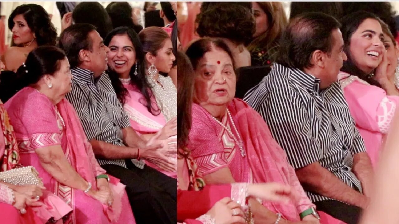 Mukesh Ambani With Daughter Isha Ambani & Mother Kokilaben Ambani At ...