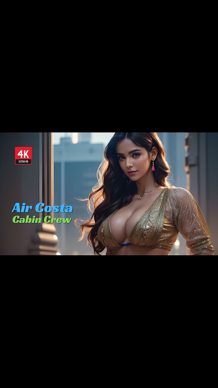 4k Ai Lookbook Girl l Air Costa | cabin crew dress #ailookbookgirl #aibeauty