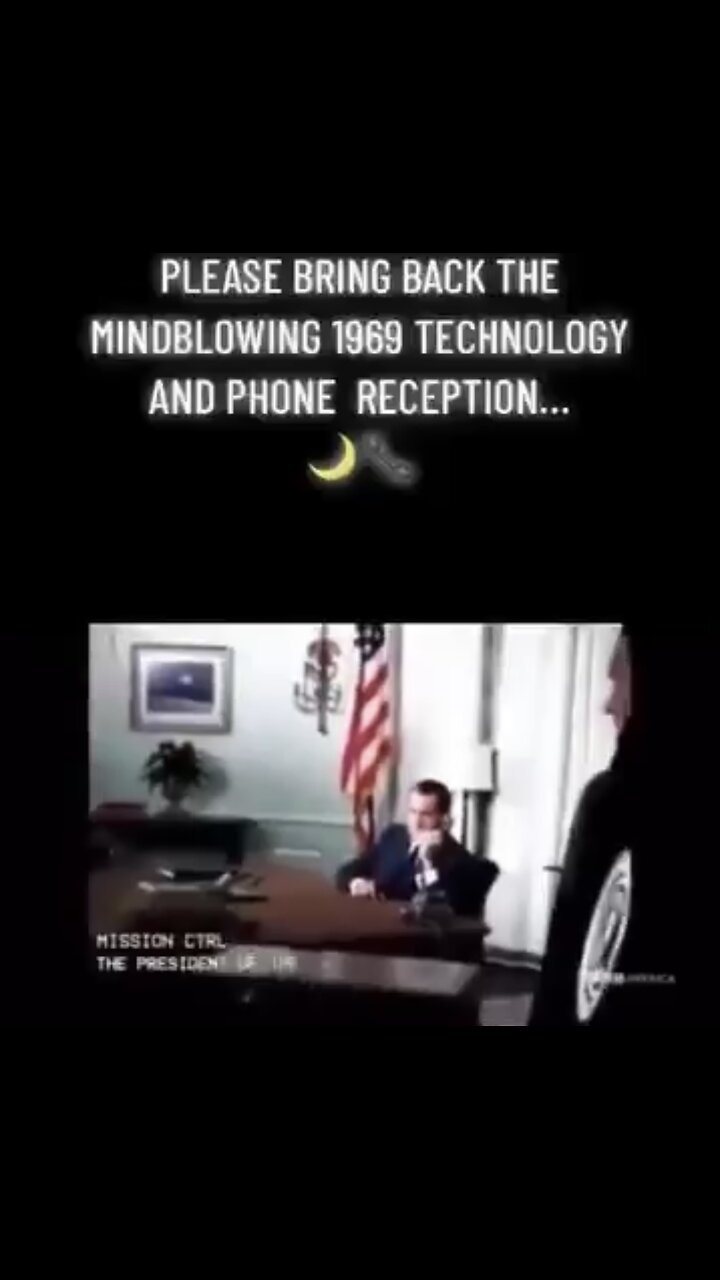Nixon phoning the moon using a landline phone, also notice the picture ...