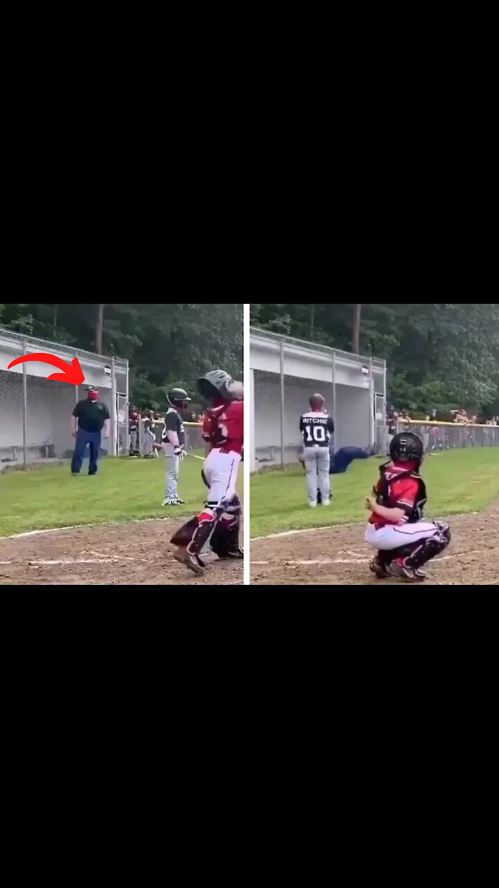 Boy accidentally hit this guy with his baseball bat