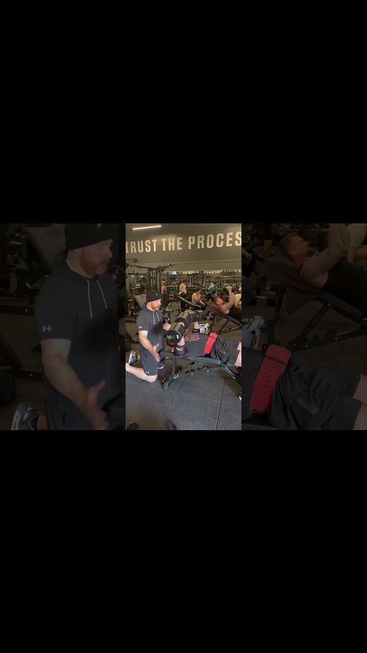 150x12 Dumbbell Bench Press with Help from WWE Sheamus