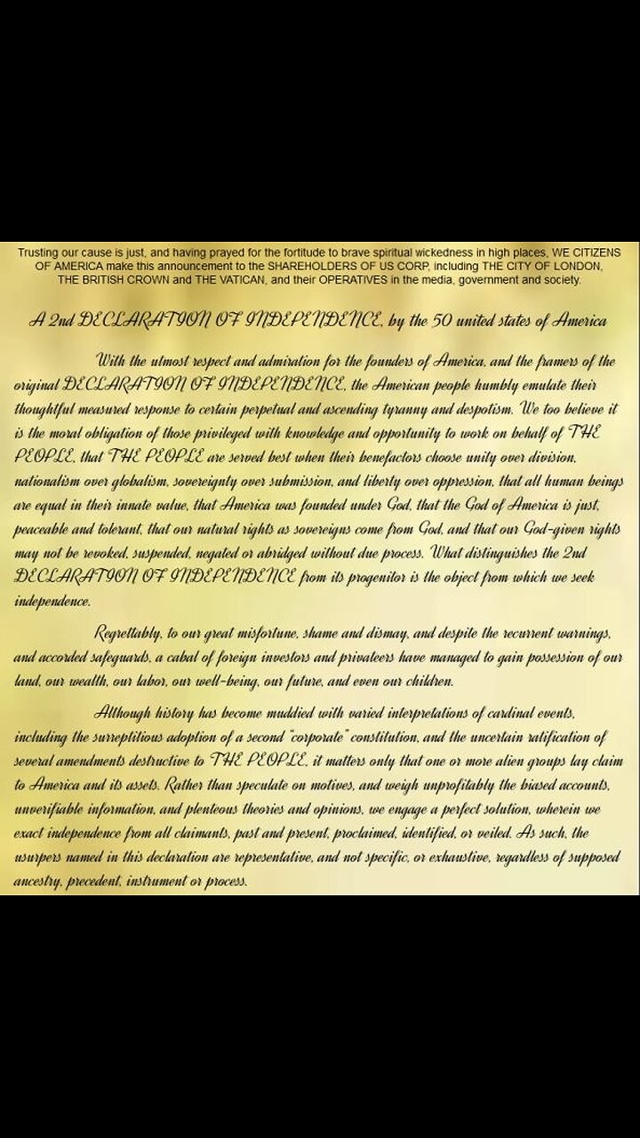 It’s Real ~ The Second Declaration Of Independence ( see links 🔗 in ...