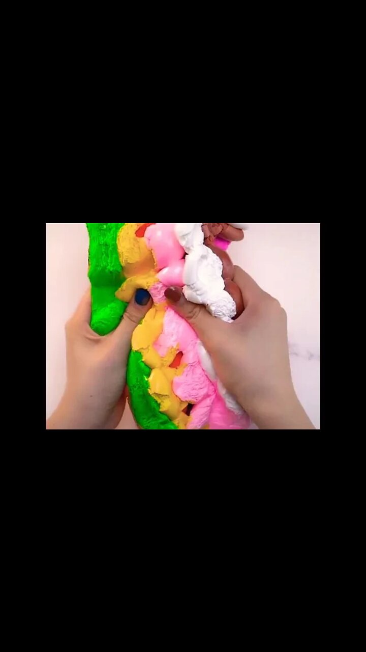 squeezing asmr colored slime satisfying #Shorts
