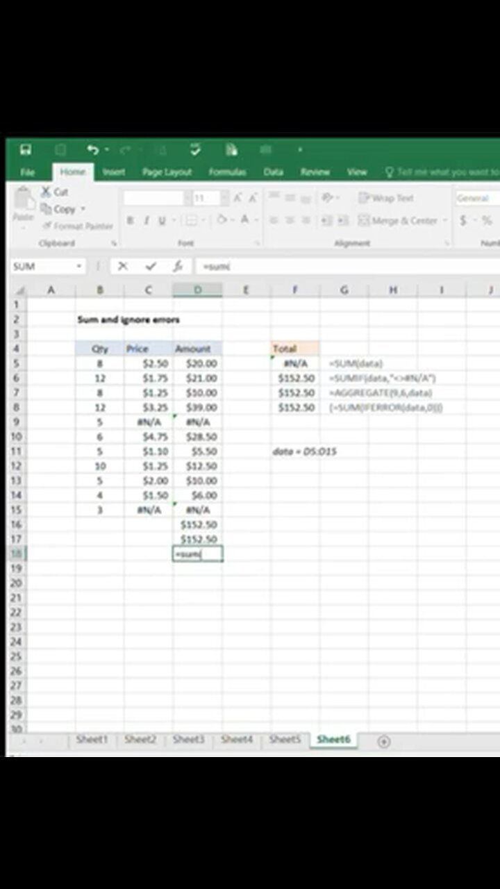 How To Sum In Excel With Errors Ignore Error In Excel Sum Formula 