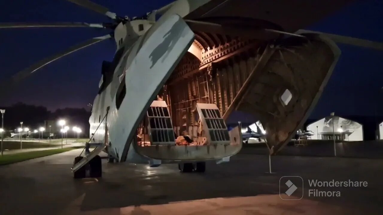 Detail of the rear mobile ramp (open and closing) of a Russian Mil Mi ...