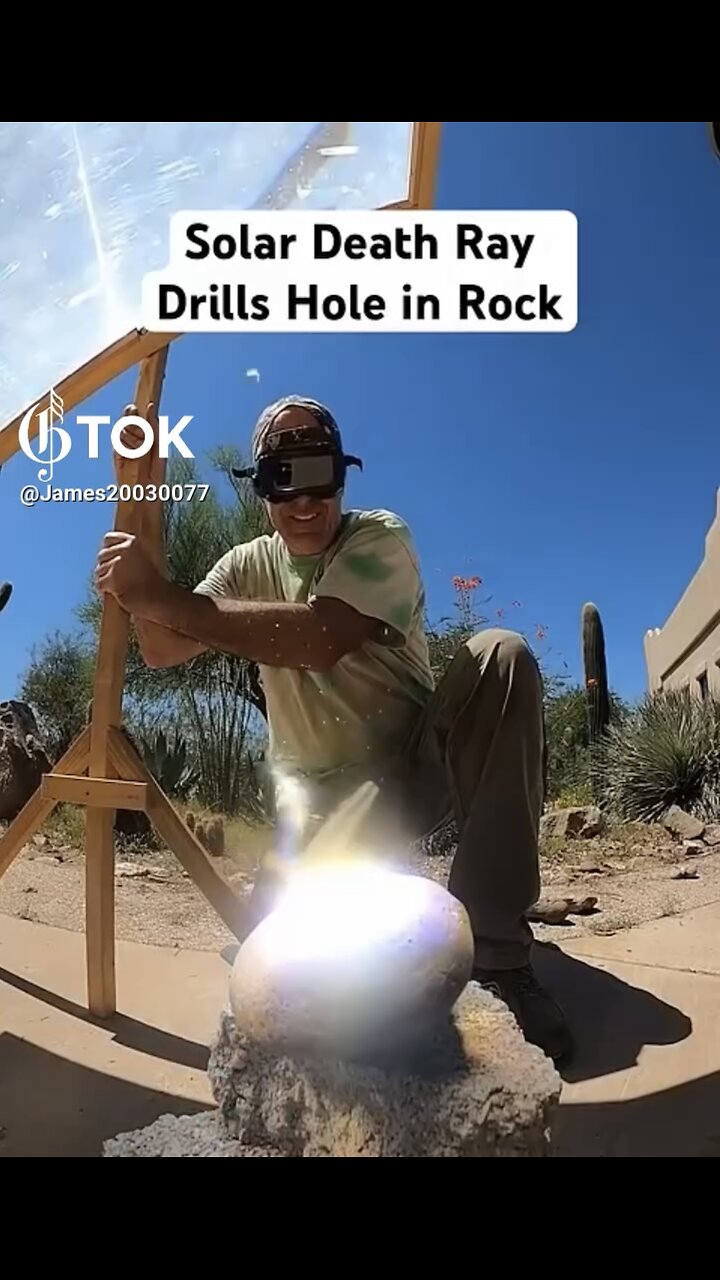 SUNLIGHT DRILLS HOLE IN ROCK🪨💥⚡️🪟🌞USING SOLAR DEATH RAY MIRROR🪨♨️🪞☀️💫
