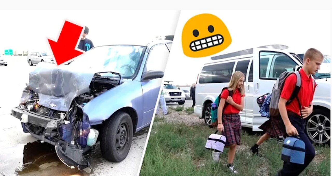 Car CRASH on First Day of School😱