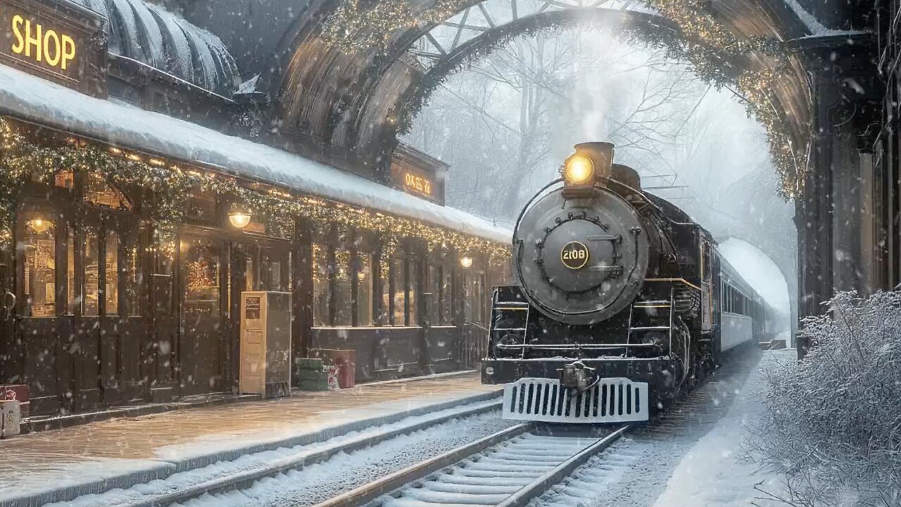🚂☃️🎄Elegant Christmas Jazz Music to Relax - Train Station Coffee Shop