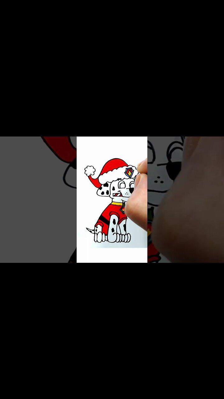 How to draw and paint Marshall from Paw Patrol Christmas Special #shorts