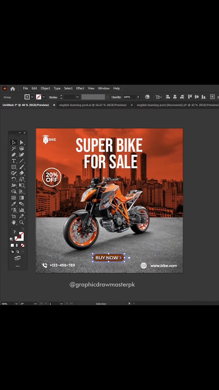 How to create a bike Post & template design in Adobe illustrator ...