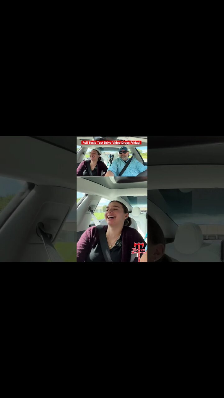 🤣 Tesla Fart Mode Reaction! She can’t keep it together! 🤣 Tesla Falcon ...