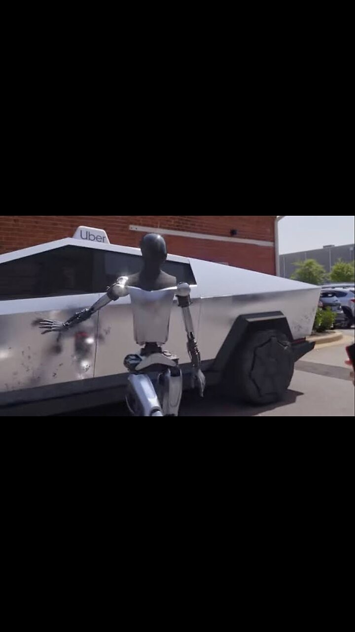 Tesla Robot Driving A Cybertruck For Uber