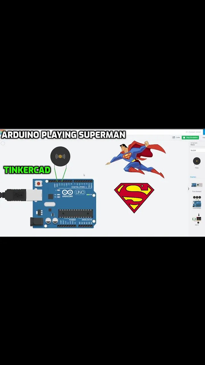 Arduino Playing Superman Theme on Tinkercad